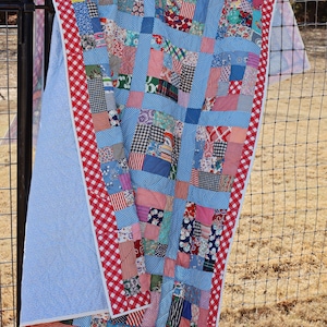 Restored Vintage Quilt Red, Blue, Gingham, Blocks Just Like Grandma's ...