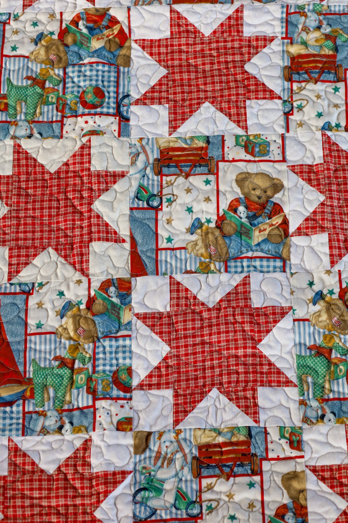 Blue Jean Teddy Bear Baby Quilt Vintage Looking Baby Quilt Teddy Bears ...
