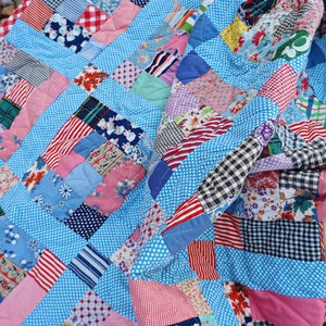 Restored Vintage Quilt Red, Blue, Gingham, Blocks Just Like Grandma's ...