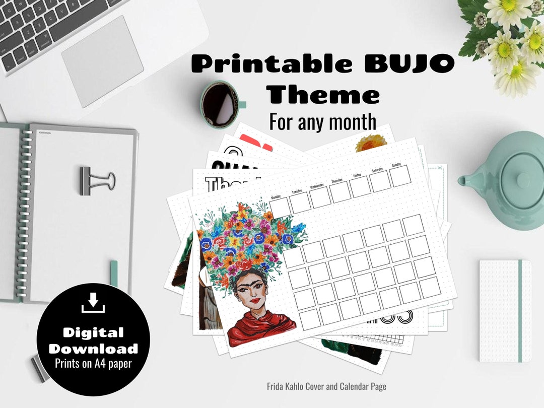 Frida Kahlo Bullet Journal Blank Theme Monthly Planner / Undated ...