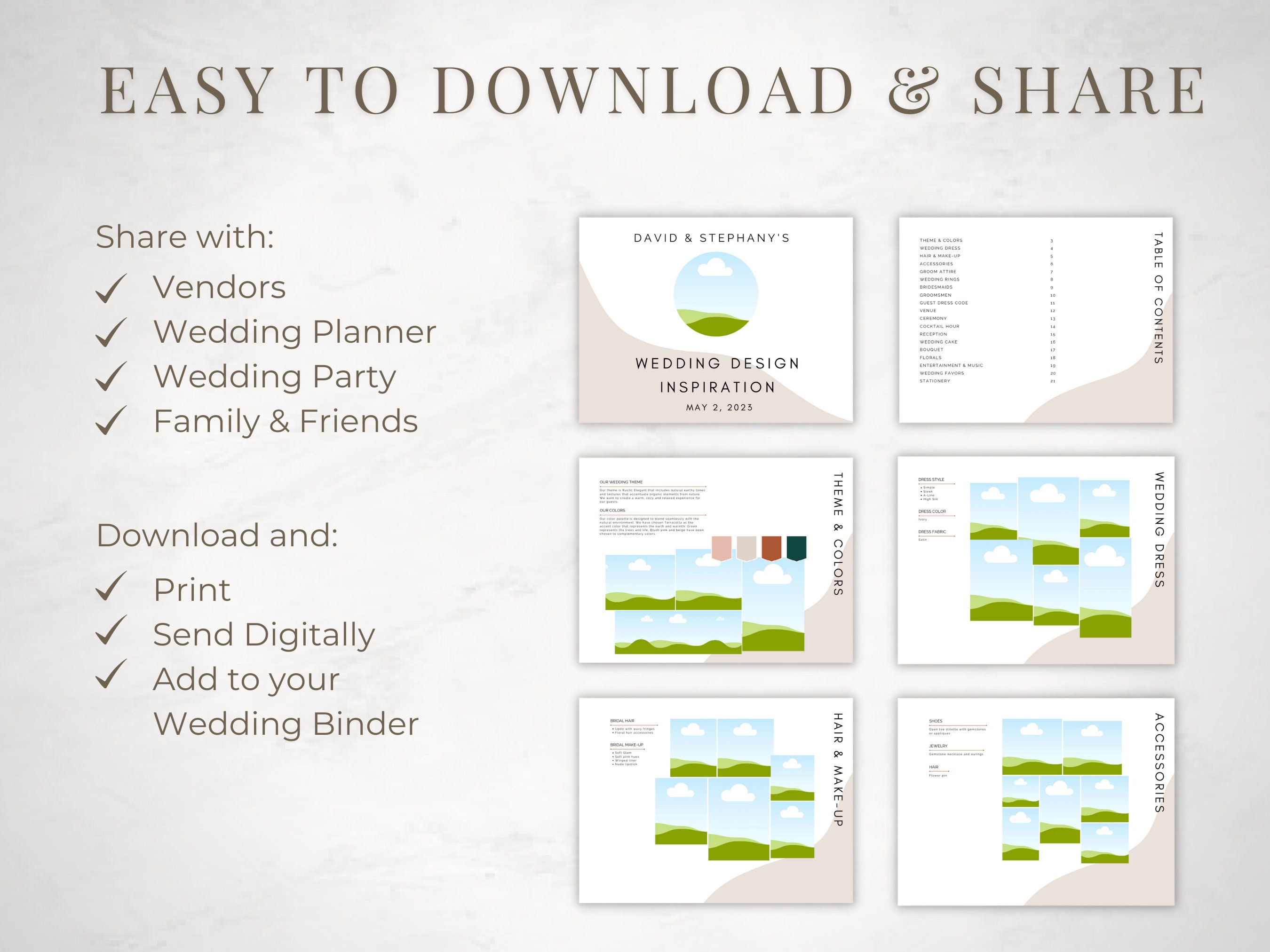 Wedding Design Mood Board Presentation Template With Bonus PDF Guide | Canva Editable Template ...
