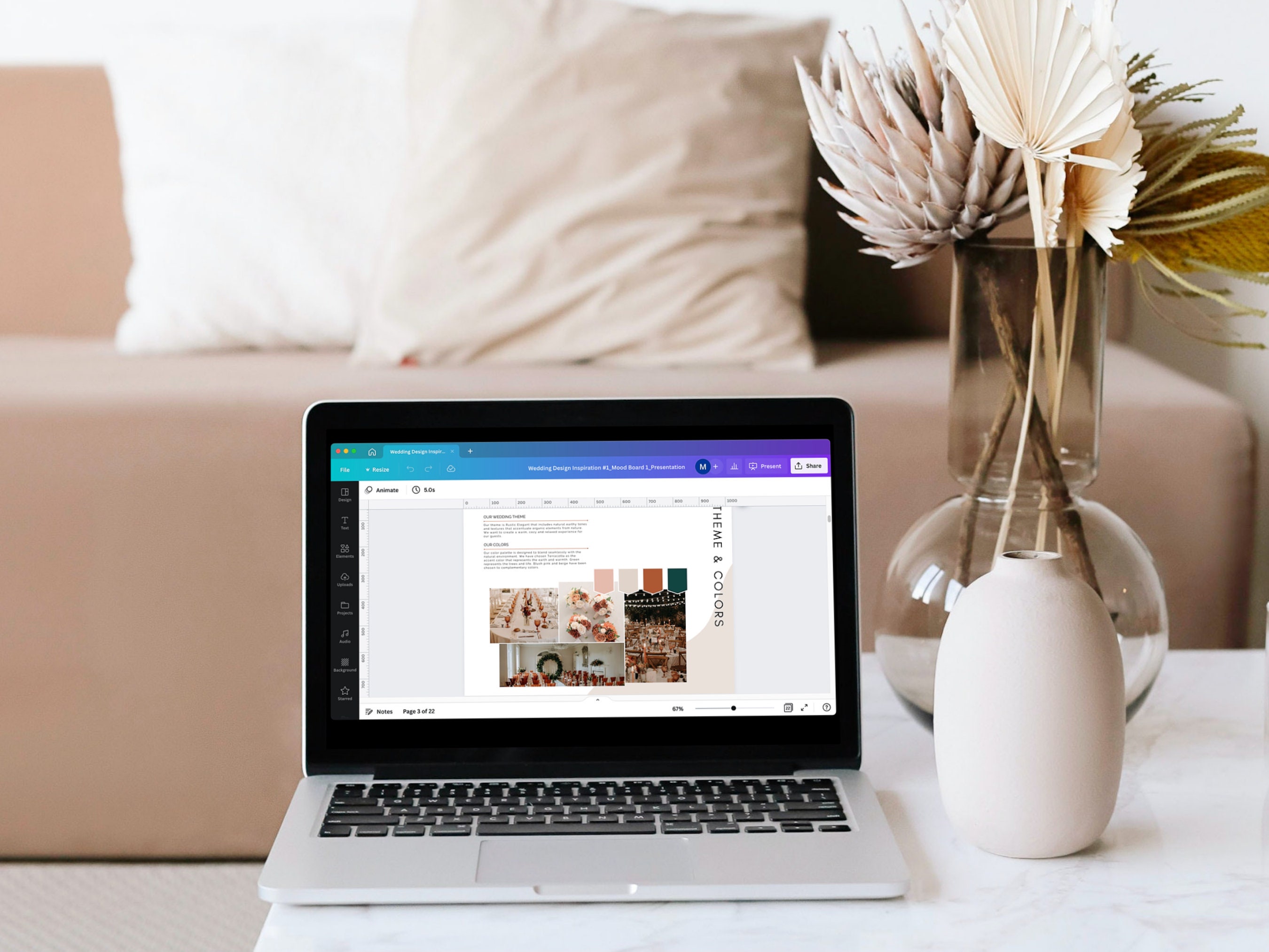 Wedding Design Mood Board Presentation Template With Bonus PDF Guide | Canva Editable Template ...