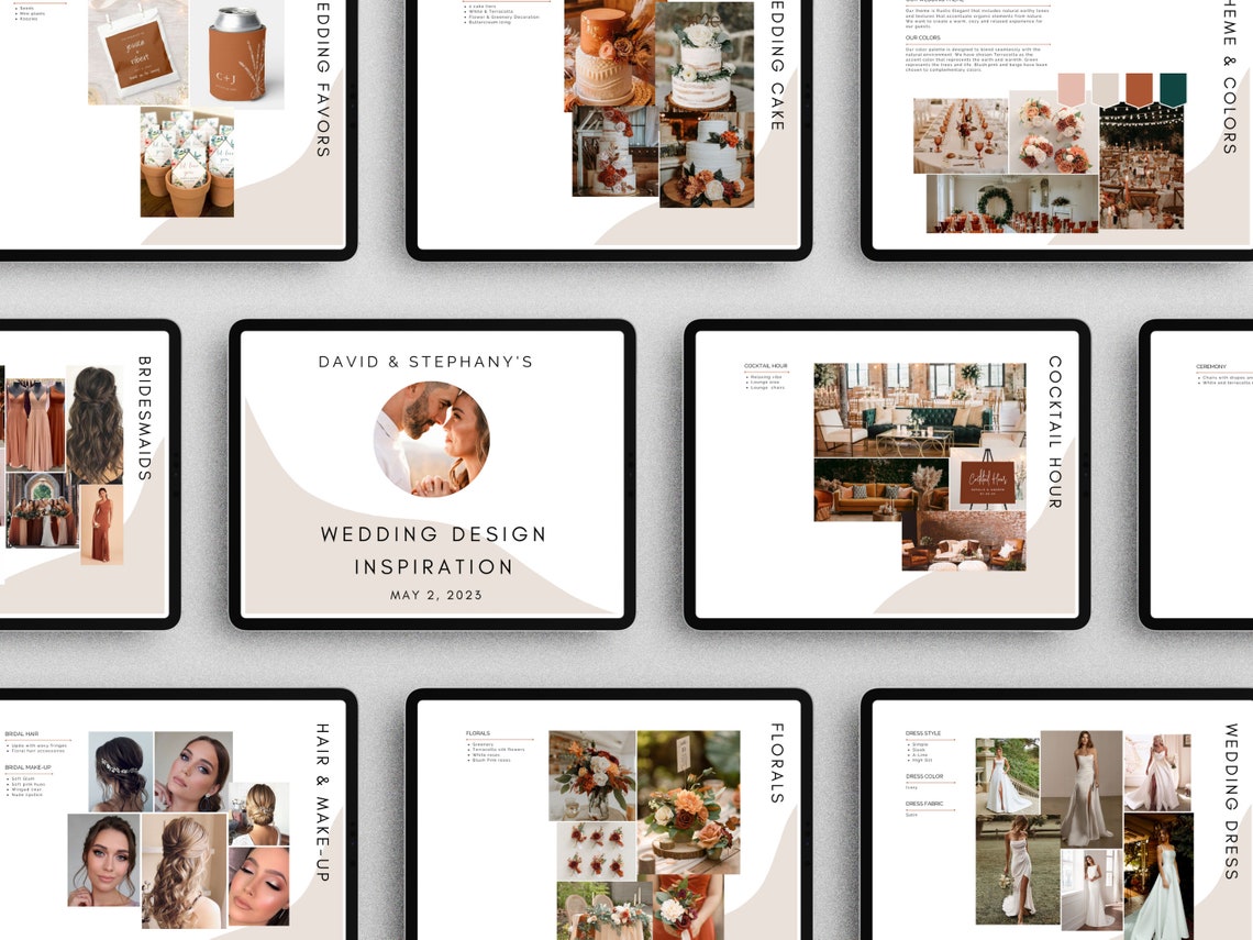 Wedding Design Mood Board Presentation Template With Bonus PDF Guide Canva Editable Template ...
