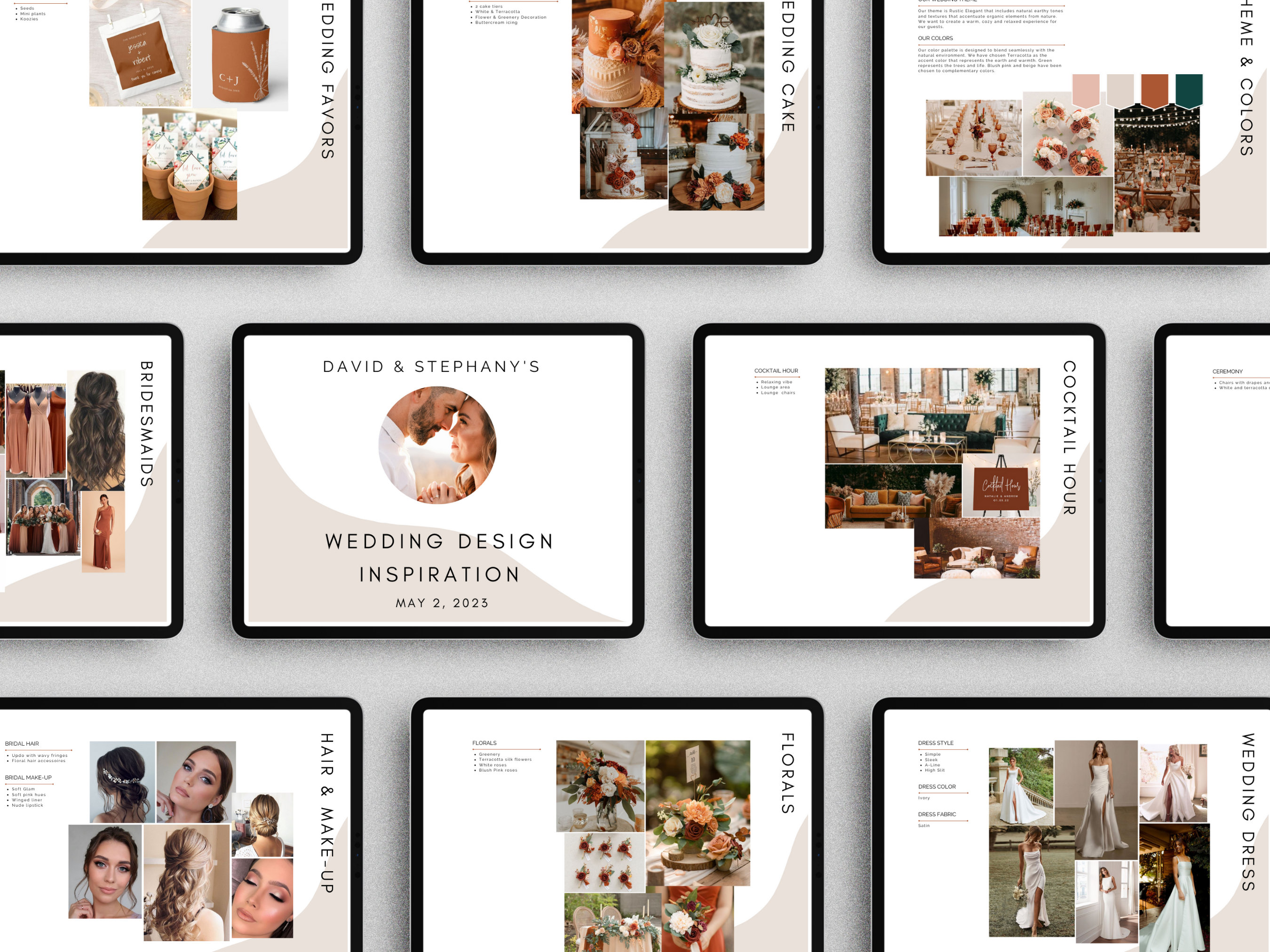 Wedding Design Mood Board Presentation Template With Bonus PDF Guide | Canva Editable Template ...