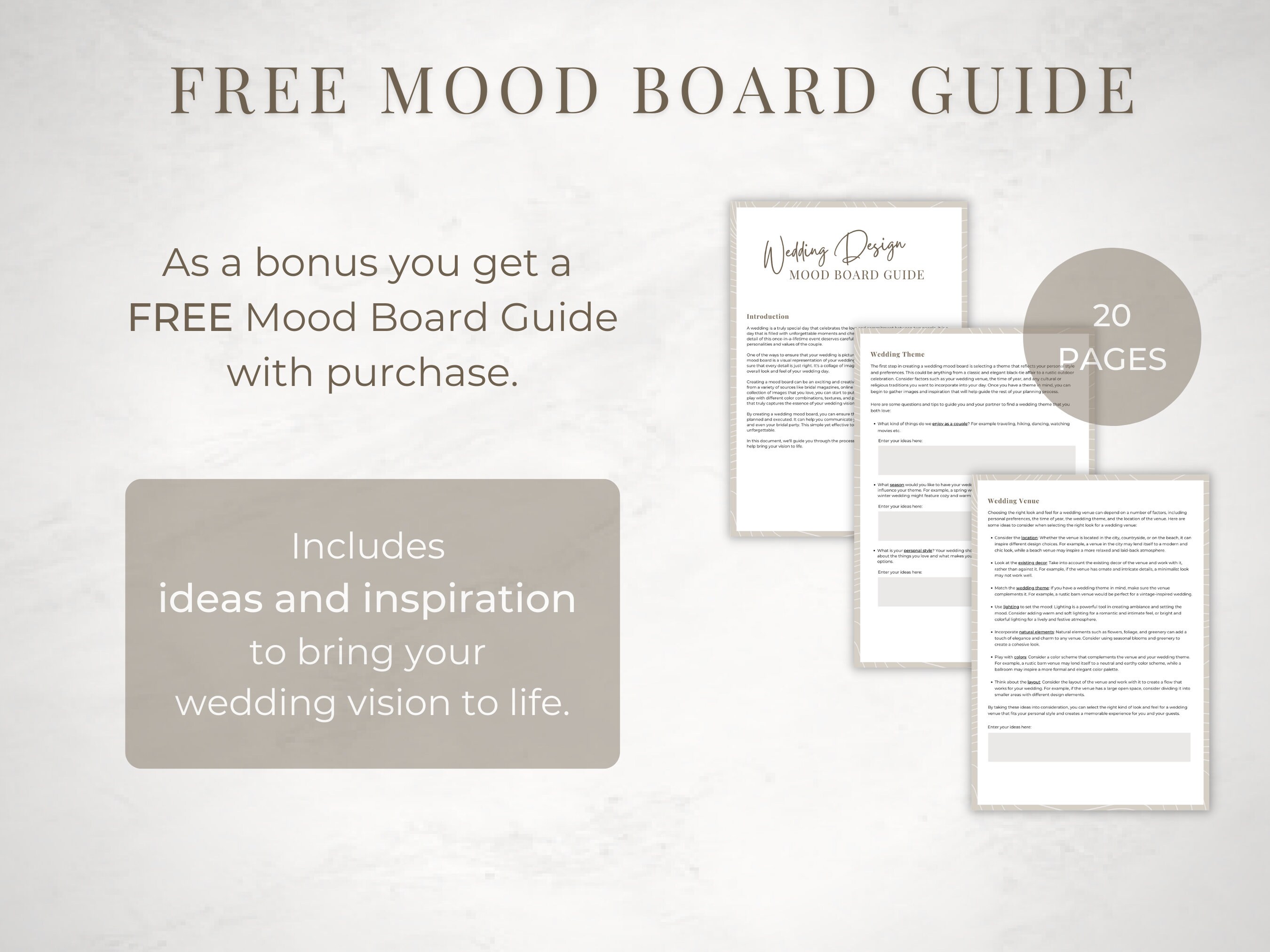 Wedding Design Mood Board Presentation Template With Bonus PDF Guide | Canva Editable Template ...