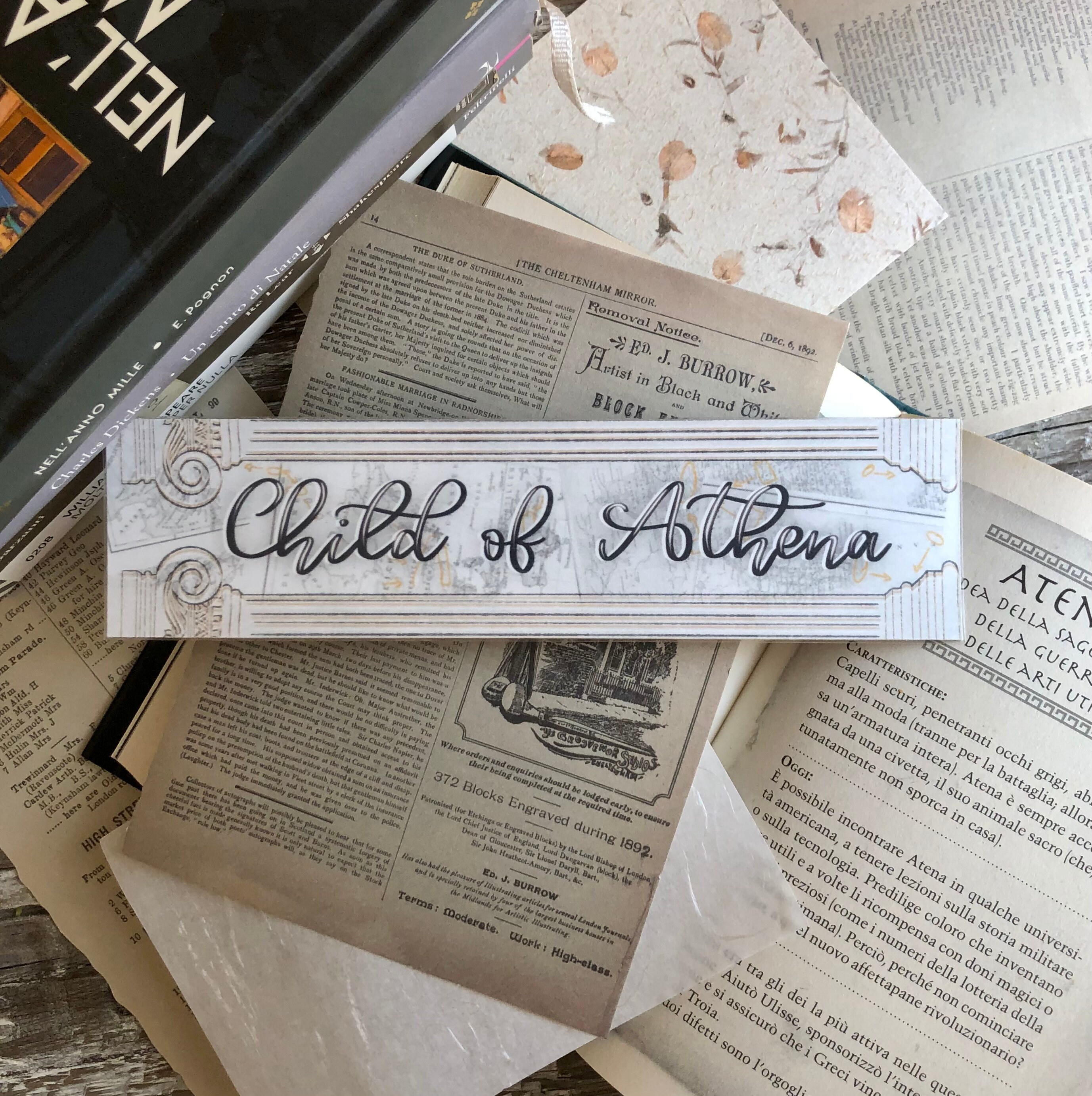 Child of Athena Bookmark, Percy Jackson Bookmark, Personalised Bookmark ...