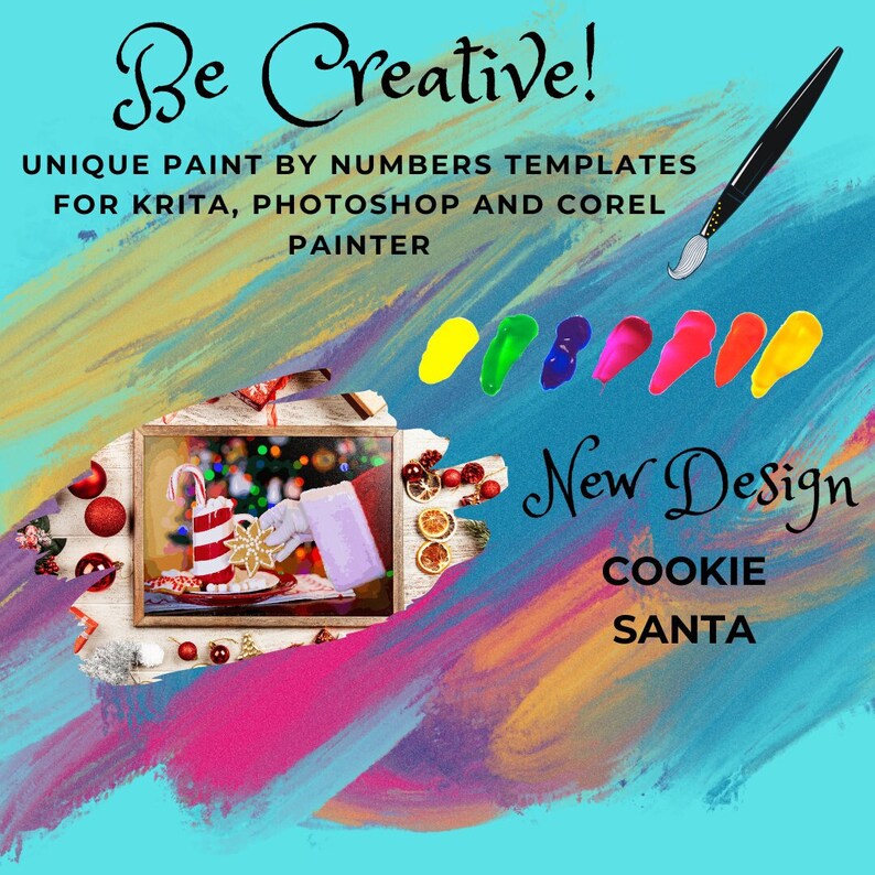 Paint by Numbers for Krita, Photoshop, Corel Painter - Cookie Santa ...