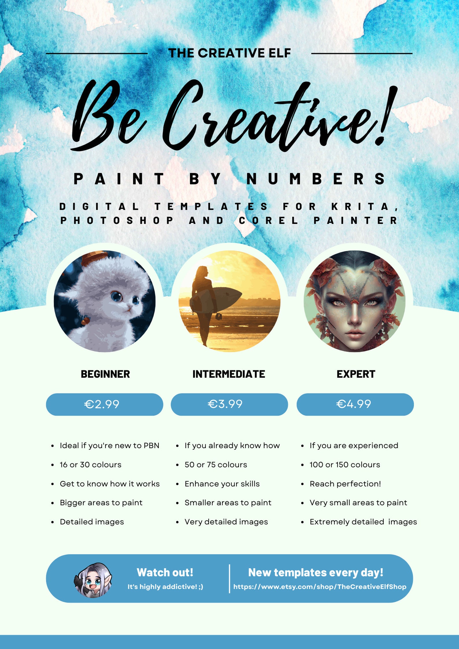 Paint by Numbers for Krita, Photoshop, Corel Painter - Santa on the ...