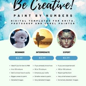 Paint by Numbers for Krita, Photoshop, Corel Painter - Cookie Santa, Color by Numbers, Mahlen ...