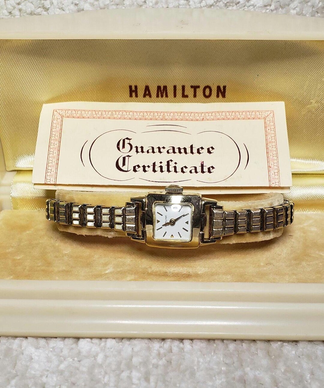 Vintage 1950s 10K Gold Hamilton Ladies Cocktail Watch W/ Box & Papers ...