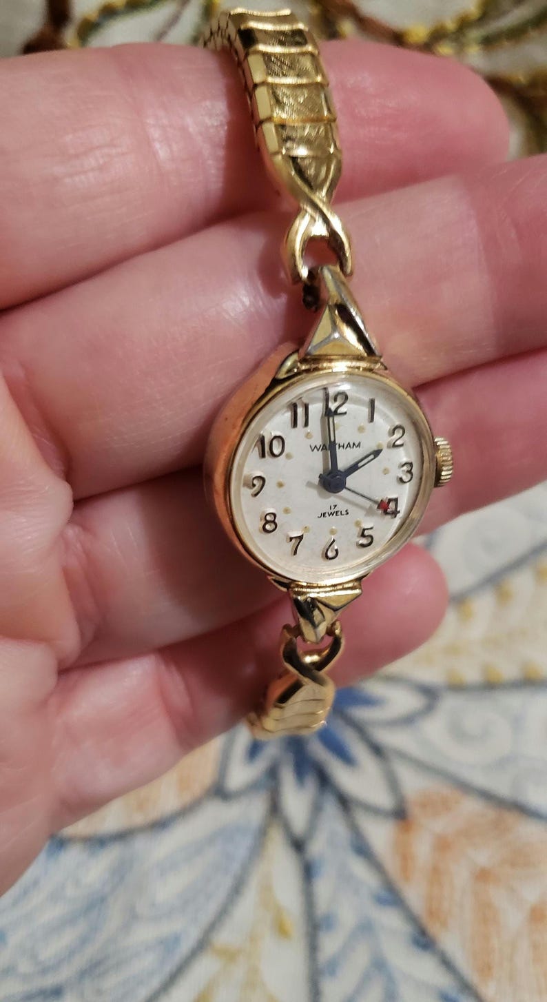Vintage Waltham Ladies Cocktail Watch: Swiss Made, Gold Tone, 17 Jewels ...