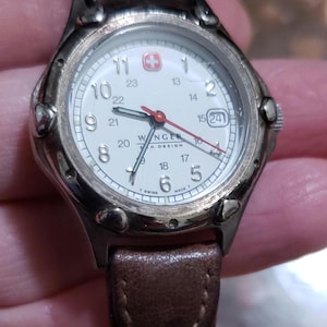 Vintage Wenger Swiss S.A.K. Ladies Watch. Beautiful Leather Band. White ...