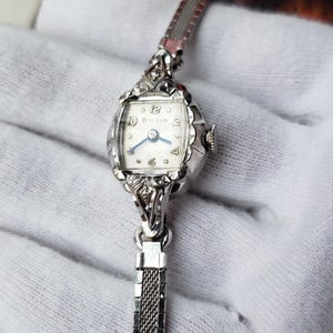 Vintage 10K Gold & Diamonds 1950's Bulova Art Deco Ladies Mechanical ...