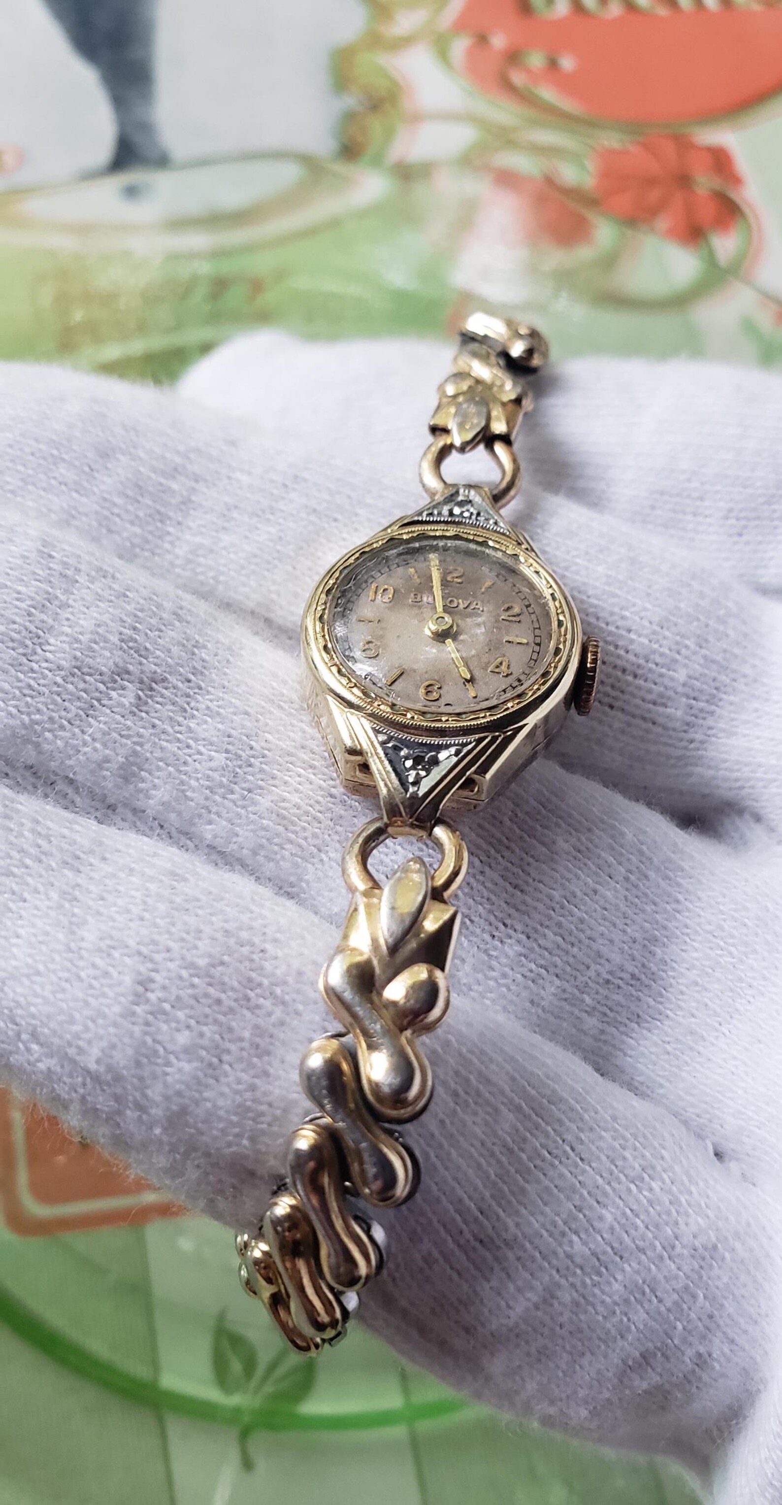Vintage 1930's Bulova Art Deco 10K Gold & Diamonds Dainty Women's ...
