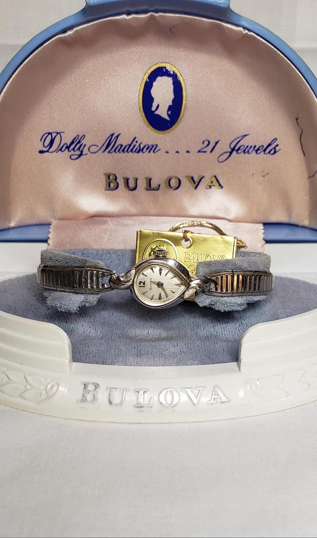 Vintage Bulova 10K Gold Teardrop Ladies Mechanical Cocktail Watch With ...