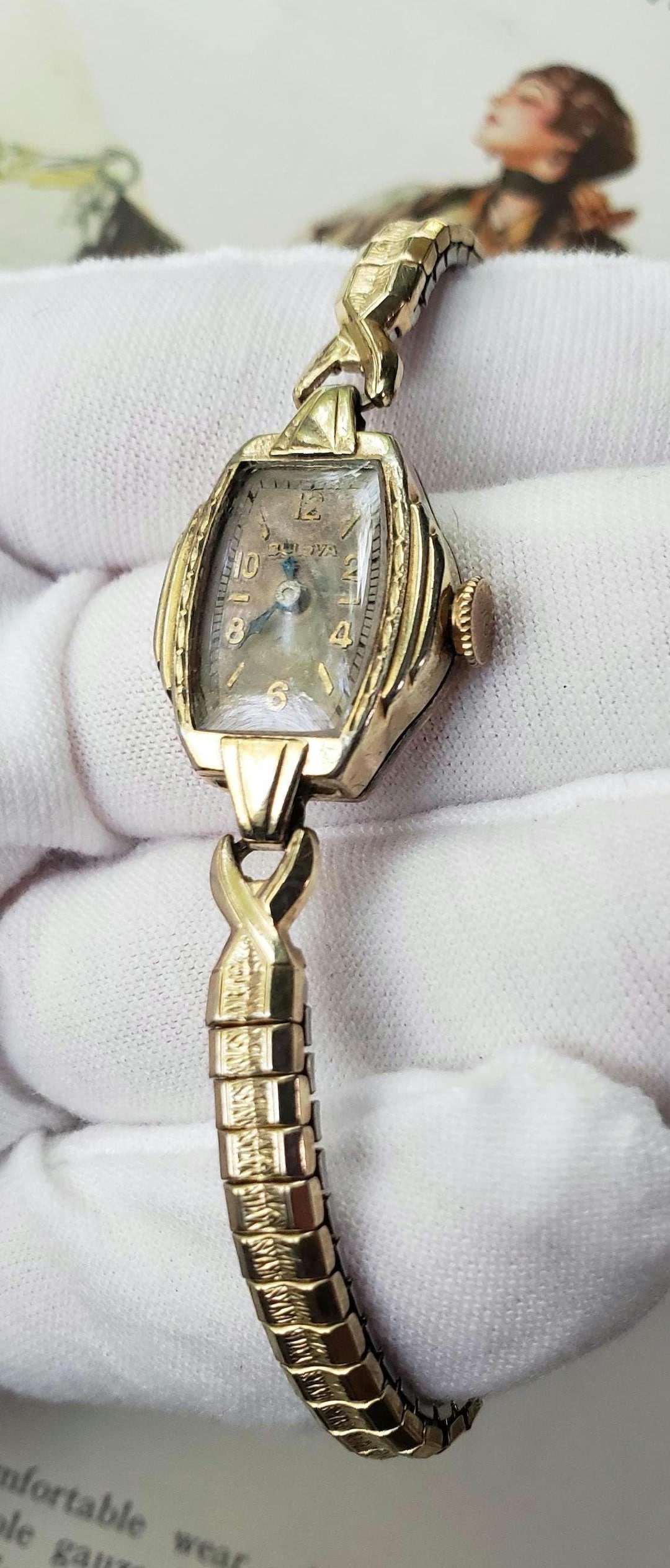 Rare Vintage 1930's Art Deco 10K Gold Dainty Women's Bulova Mechanical ...