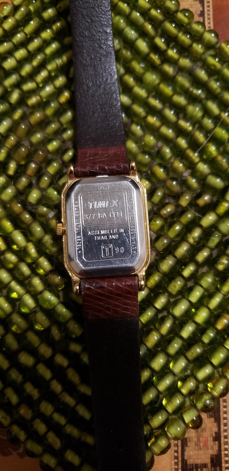 Vintage 1980's Timex Tank Quartz Ladies Watchl! Textured Champagene ...