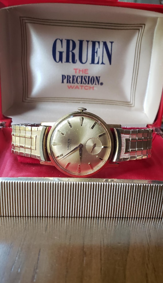 RARE Vintage 1960's "James Bond" 10K Gold Gruen Preci… - Gem