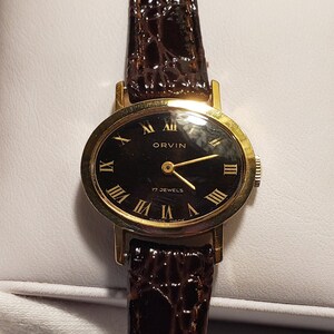 Vintage Ladies Oval Shaped Orvin 17 Jewels Swiss Made Mechanical ...