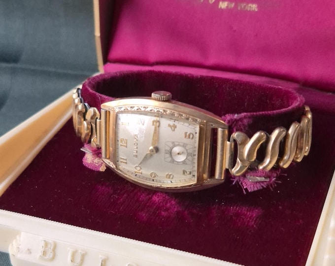Vintage Art Deco Bulova Men's 10K Gold Tank Mechanical Watch in Box ...