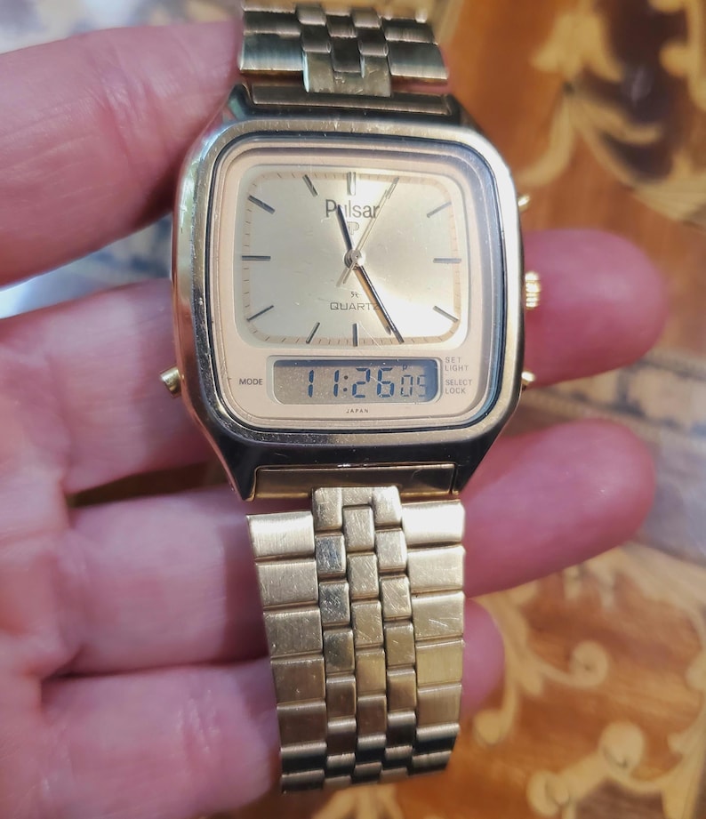Vintage Pulsar Ana-digi Men's Watch: Seiko Y652-5310, 2-tone Metallic ...