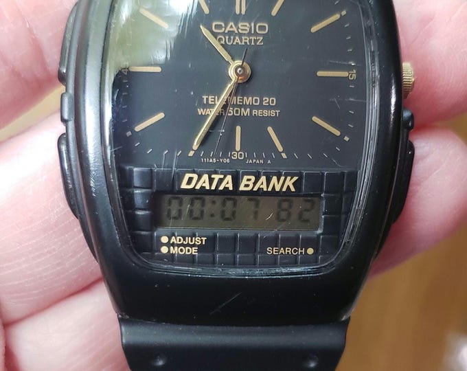 RARE Vintage 1990's Casio Telememo 20 Data Bank Analog and Digital Watch Works Great! New ...