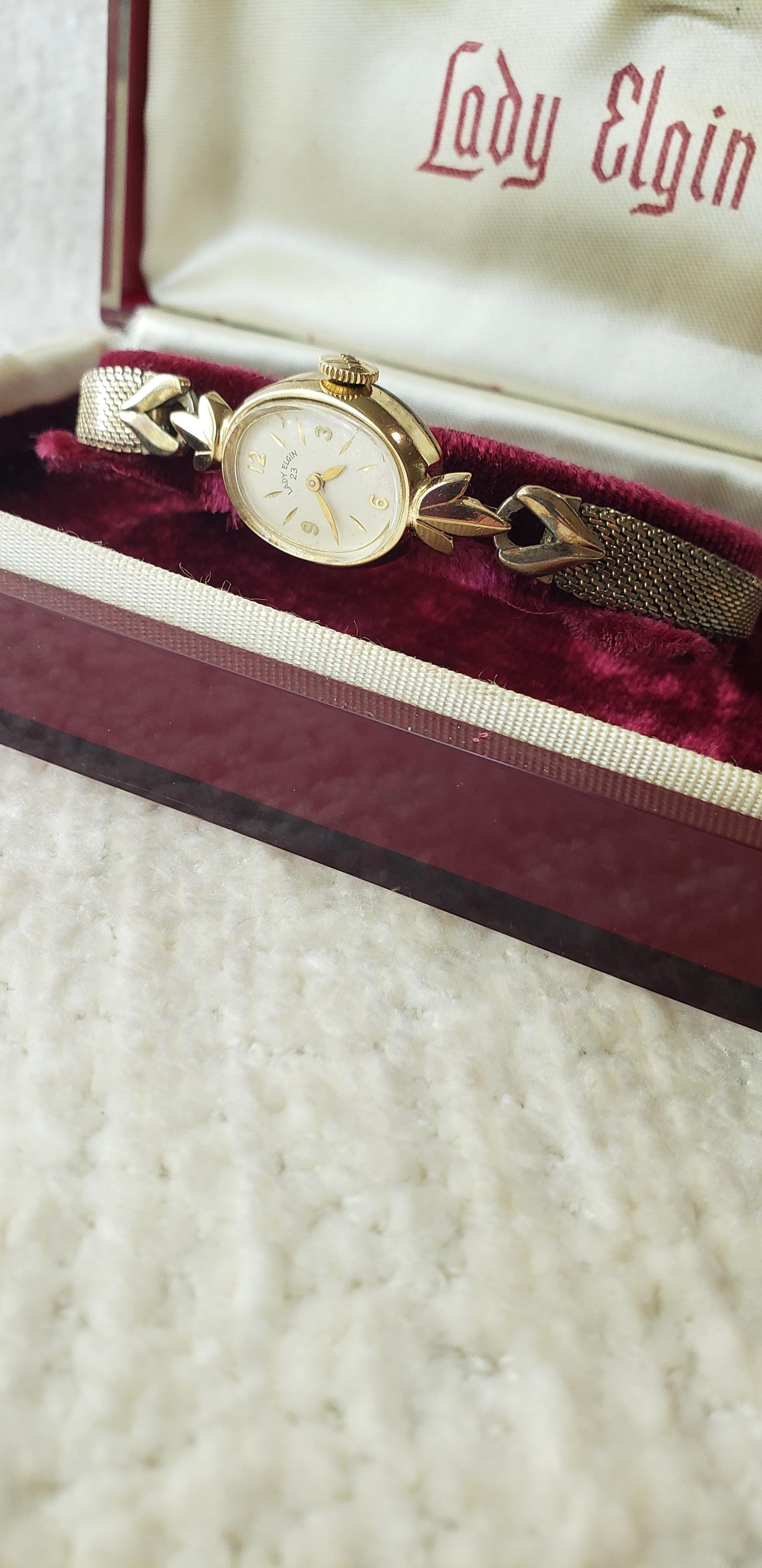 Vintage 1940s Elgin 10K Gold Ladies Mechanical Cocktail Watch in ...