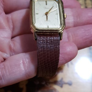 Vintage 1980's Timex Tank Quartz Ladies Watchl! Textured Champagene ...