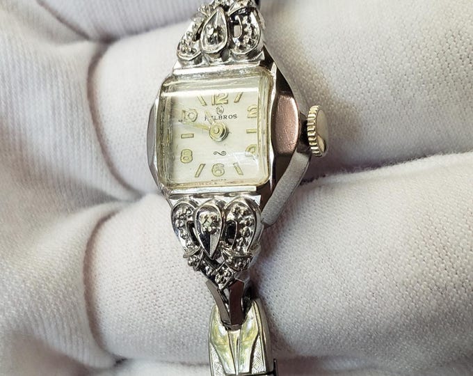 Vintage 10K Gold & Diamond Ladies Mechanical Cocktail Watch! Helbros ...