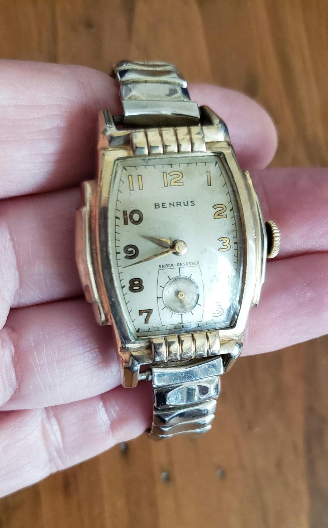Vintage 10K Gold 1940's Benrus Tank Watch Men's Swiss Made Art Deco ...