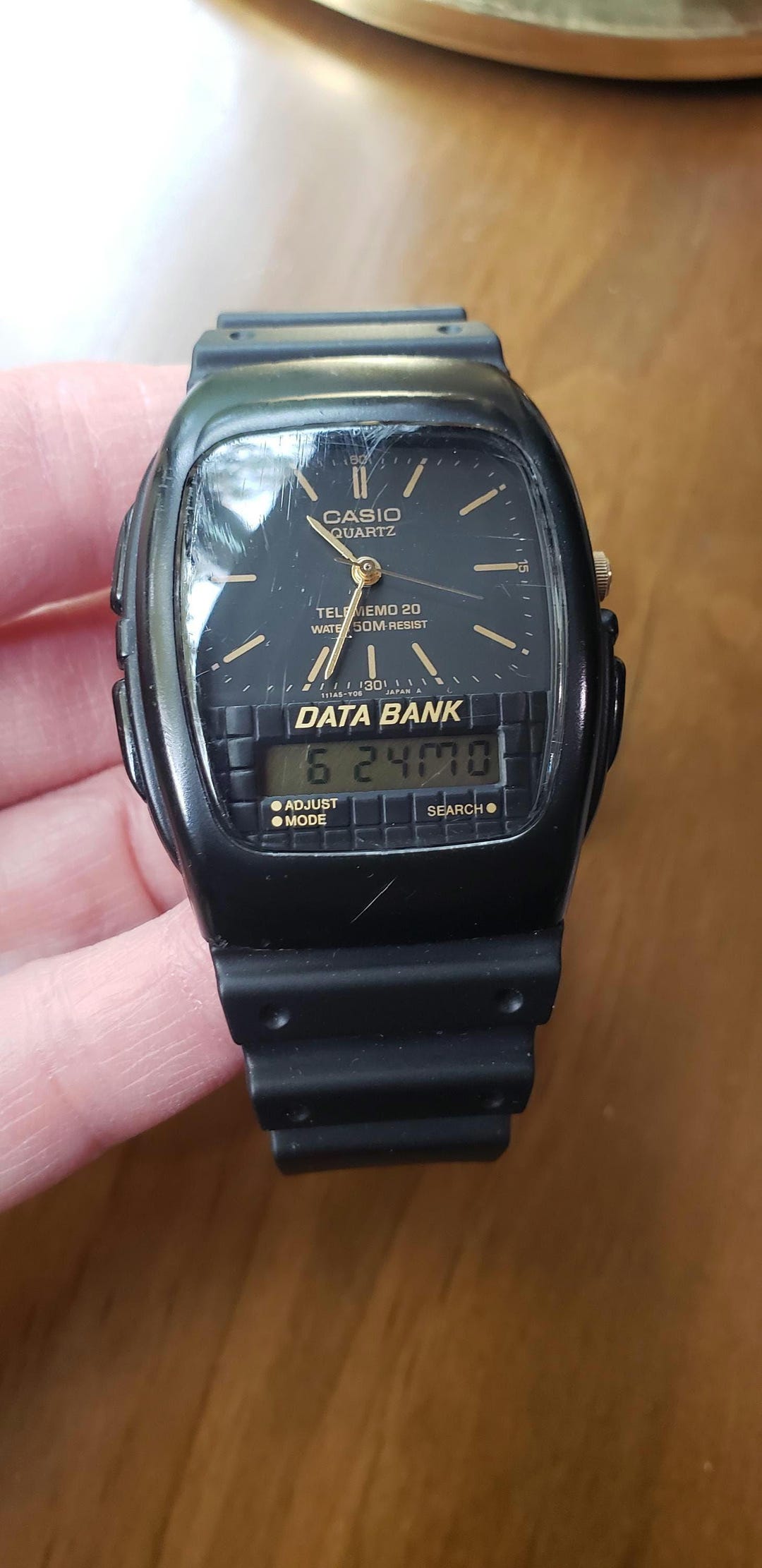 RARE Vintage Casio Telememo 20 Data Bank Analog and Digital Watch Works Great Near New Battery ...