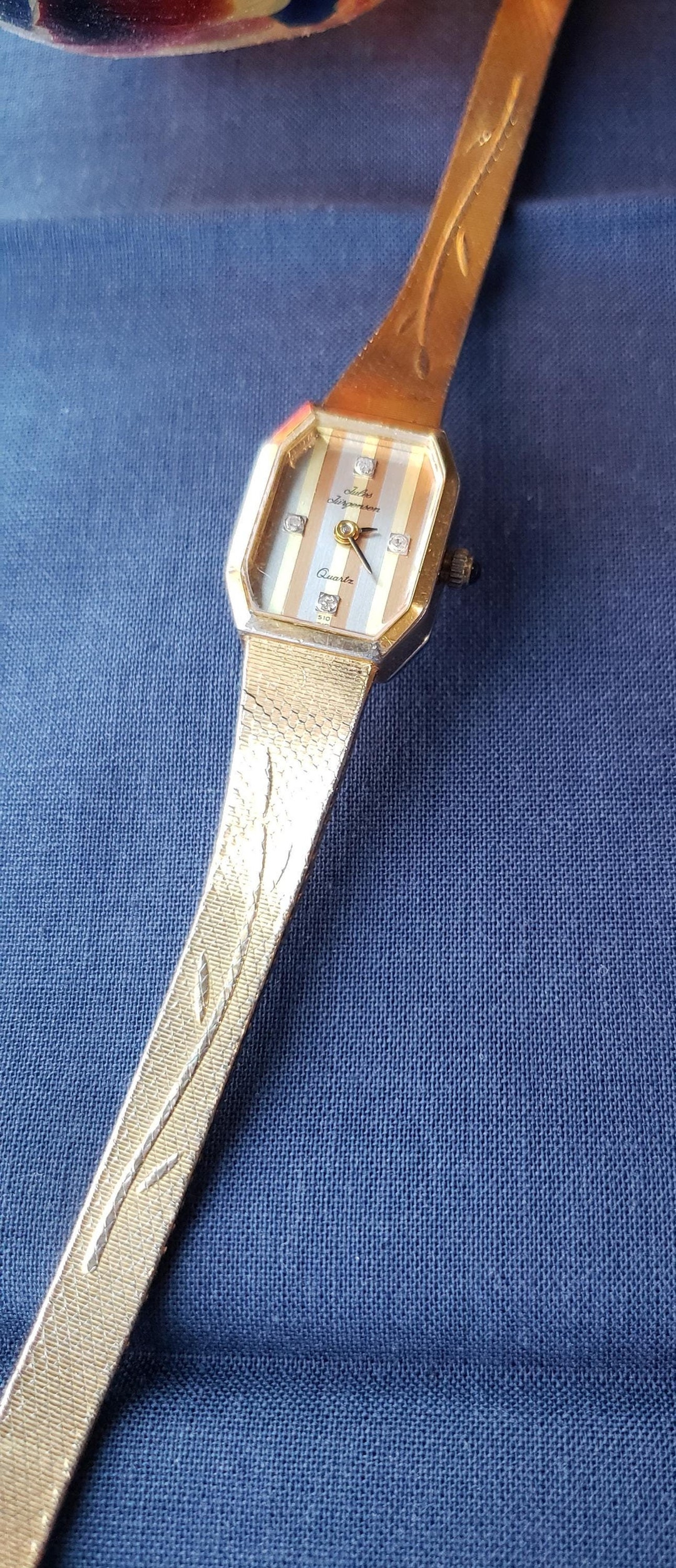 Vintage Gold & Diamonds Jules Jurgensen Ladies Watch! 1980's, Striped ...