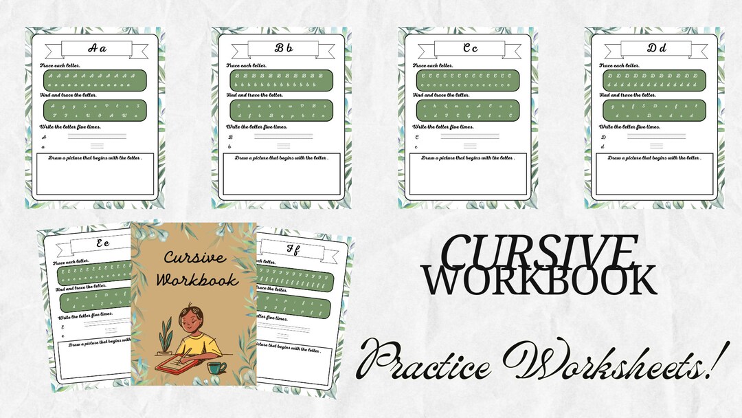 Cursive Workbook Cursive Handwriting Practice Book digital Download - Etsy