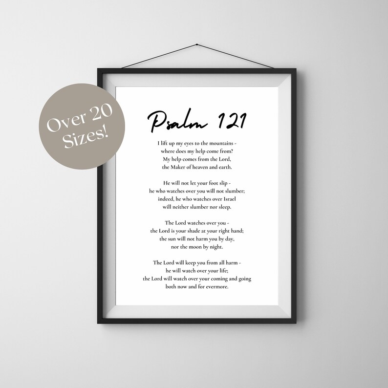 Psalm 121 Bible Verse Wall Art Modern Christian Home Decor Aesthetic ...