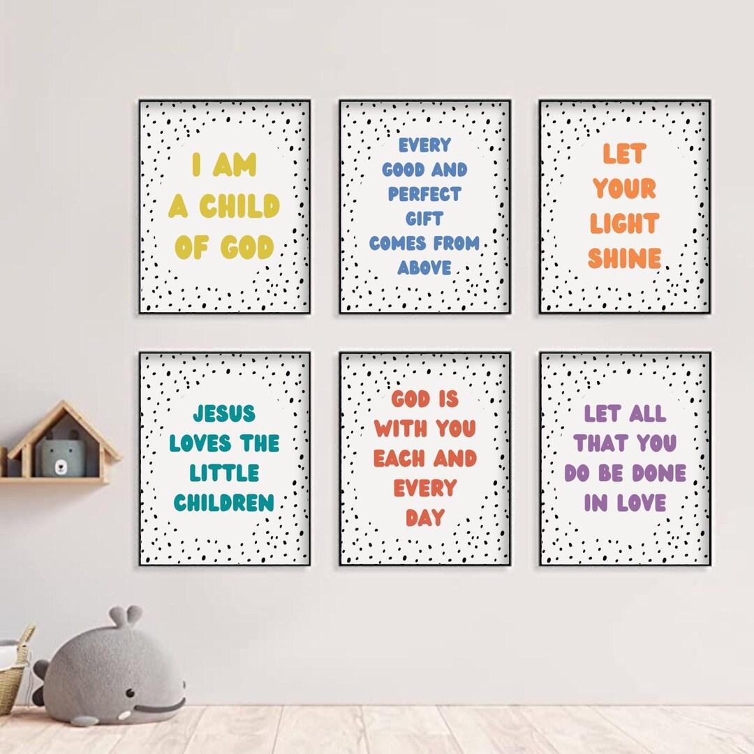 Christian Nursery Wall Art Set of 6 Gallery Wall Prints Kids Room ...