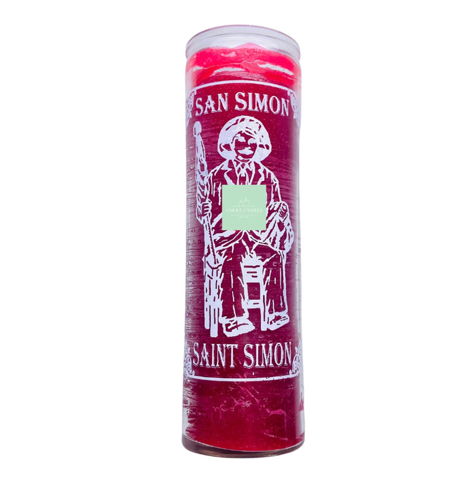 San Simon Red Glass Candle, Love Candles, Vela De San Simon Rojo - Etsy