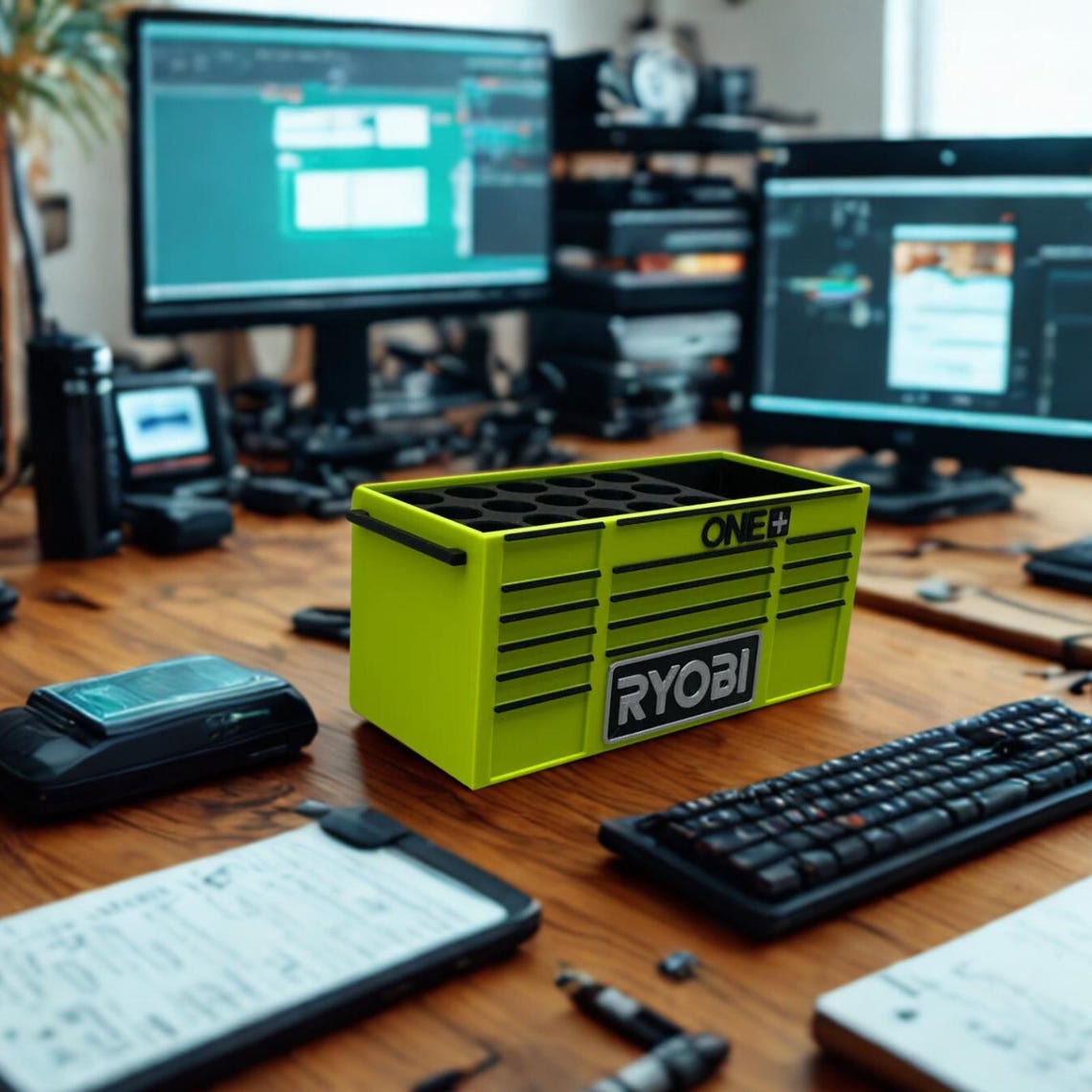 RYOBI Tool Box Pen Holder – Desk Organiser for Tradies & Tool Lovers ...