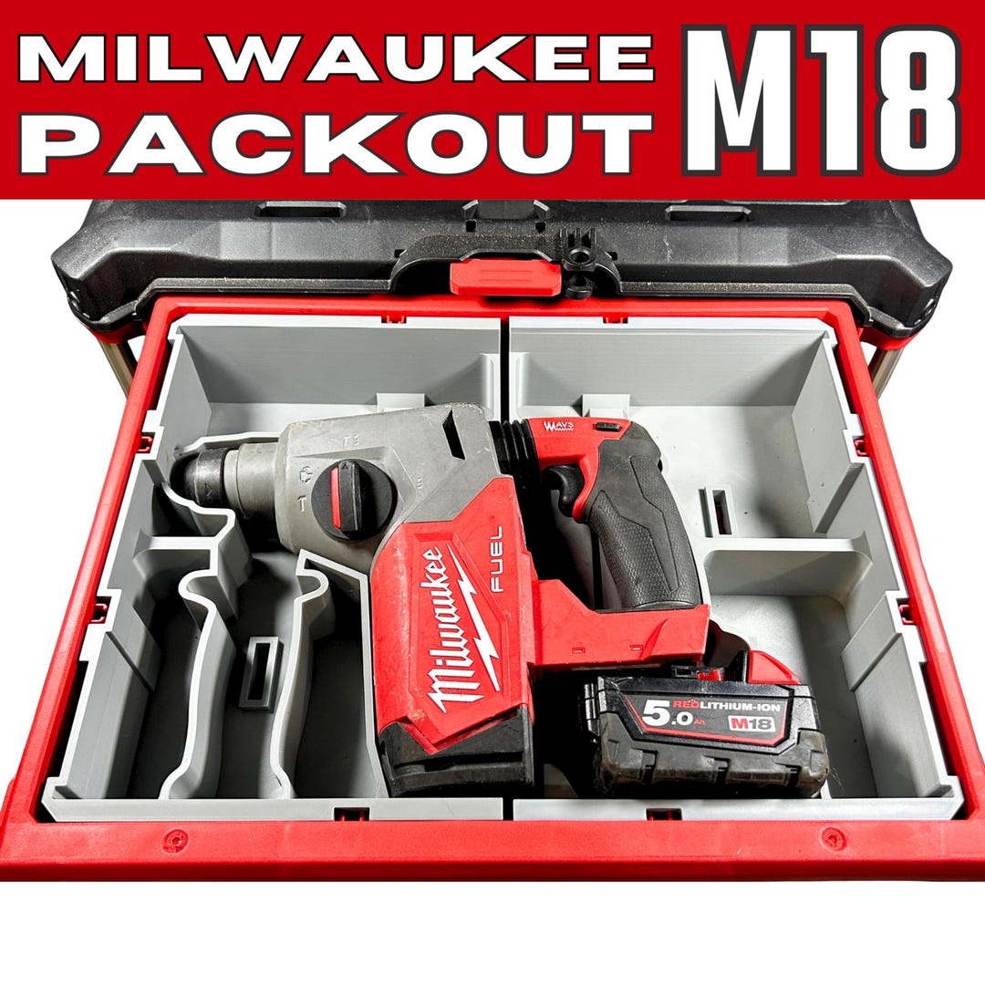 Milwaukee PACKOUT M18 Hammer & Battery Insert - Fits 48228442 2-drawer ...