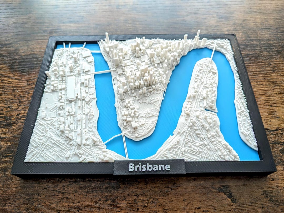 Brisbane 3D Printed City Map - Australian Made Home Decor - Etsy