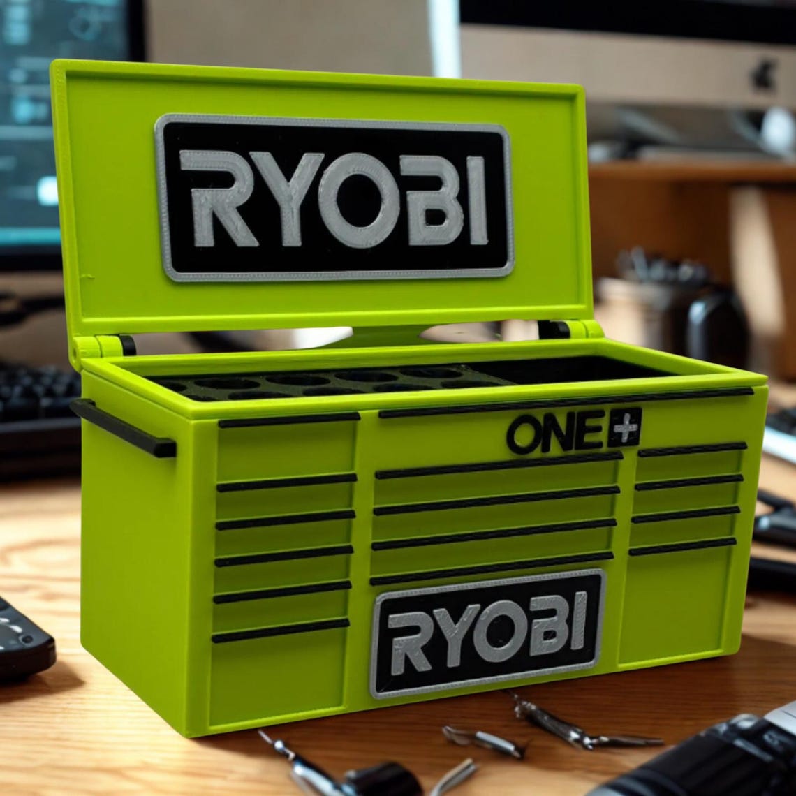 RYOBI Tool Box Pen Holder – Desk Organiser for Tradies & Tool Lovers ...