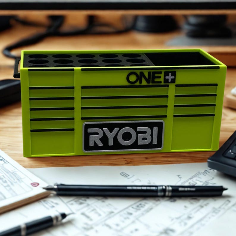 RYOBI Tool Box Pen Holder – Desk Organiser for Tradies & Tool Lovers ...