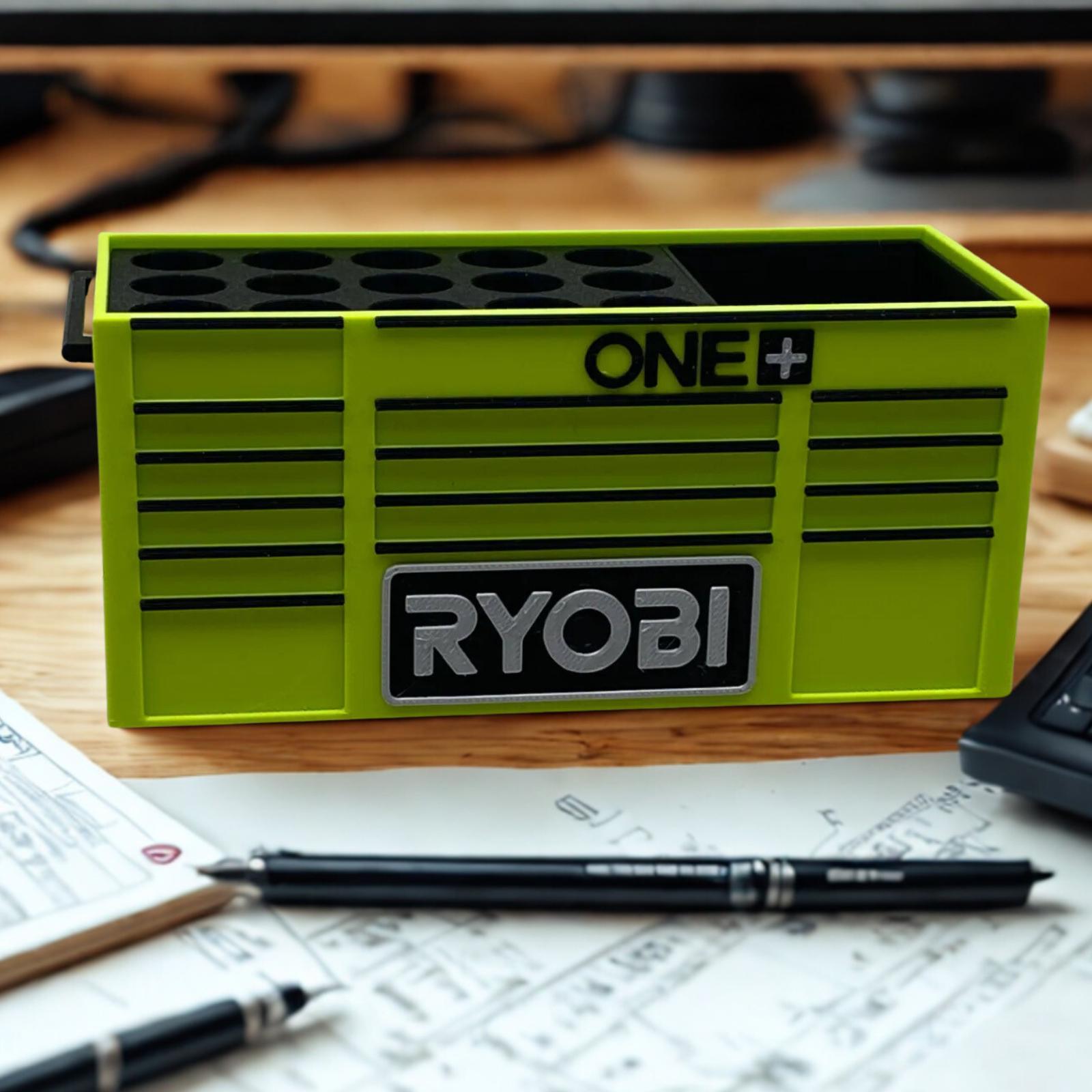 RYOBI Tool Box Pen Holder – Desk Organiser for Tradies & Tool Lovers ...