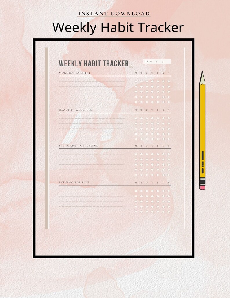 Weekly Habit Tracker Printable Habit Tracker Template - Etsy