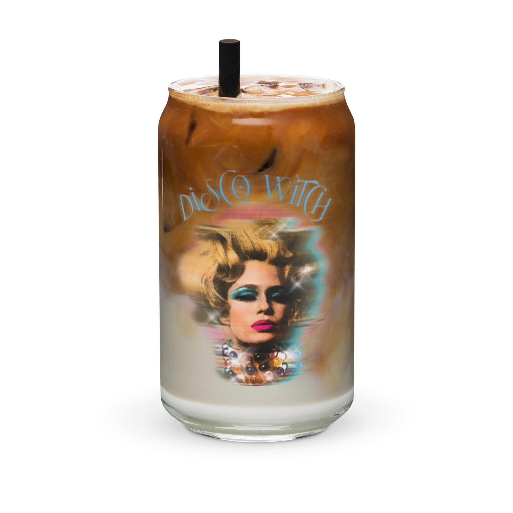 70s Disco Witch Can-shaped Glass Fancy Retro Glassware Vintage Girly ...