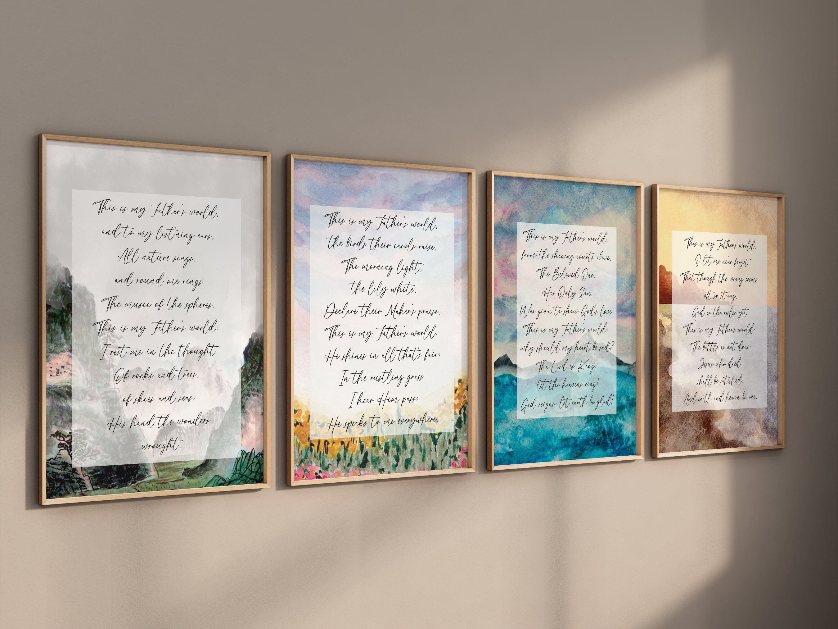 This is My Father's World, Printable Christian Wall Art, Set of 4 - Etsy