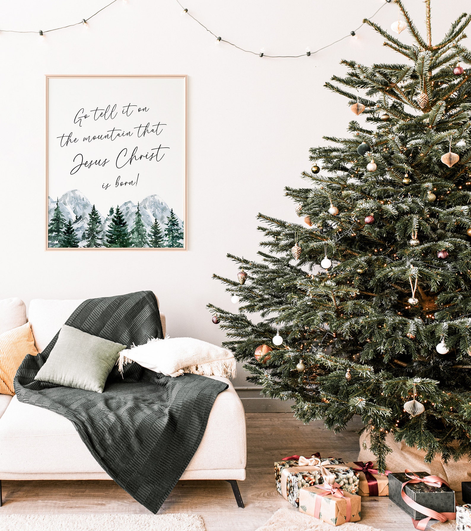 Printable Christmas Christian Wall Art, Go Tell It on the Mountain That ...