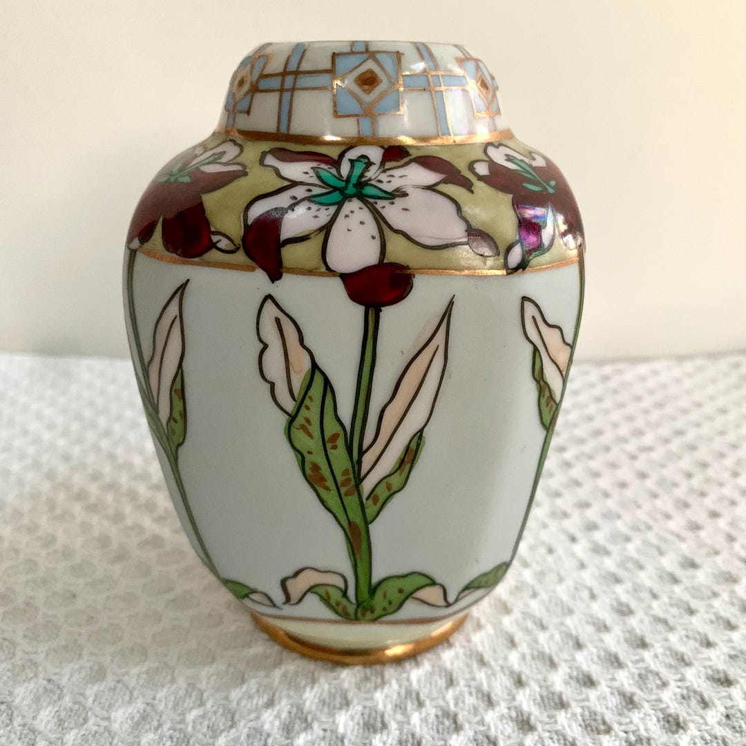 Antique Nippon Morimura Porcelain Vase, Hand Painted, Art Nouveau Style ...