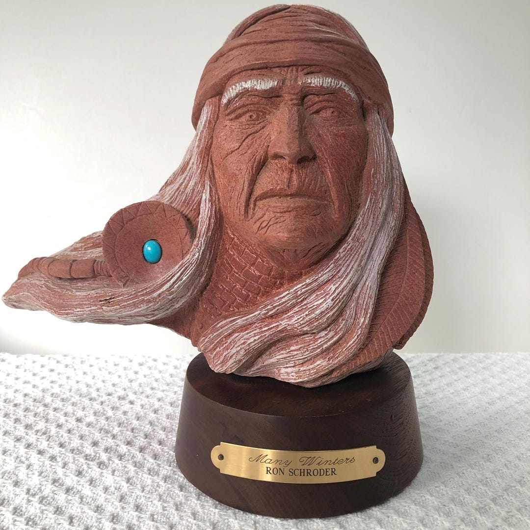 Ron Schroder Sculpture “many Winters”, Native American, Limited Edition ...