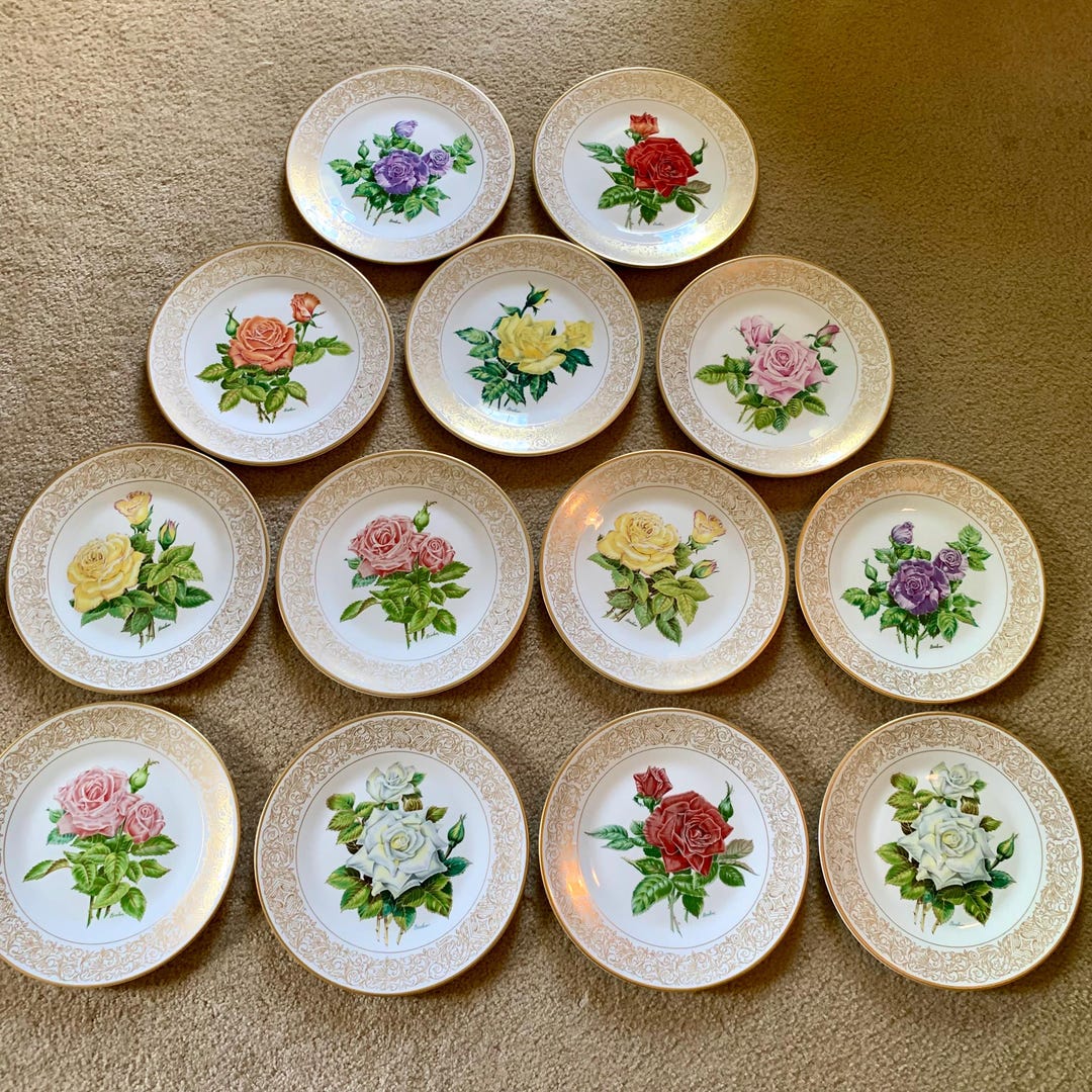 Edward Marshall Boehm Rose Collection Plate Set of 13 - Etsy