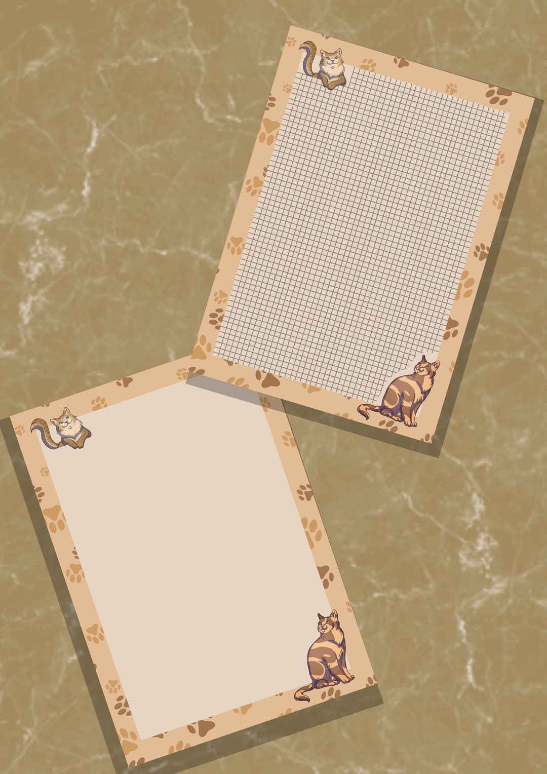 Brown Cat Writing Paper, Digital Download, Animal Stationery Printable ...